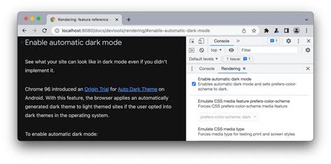 apply other effects enable automatic dark theme emulate focus and