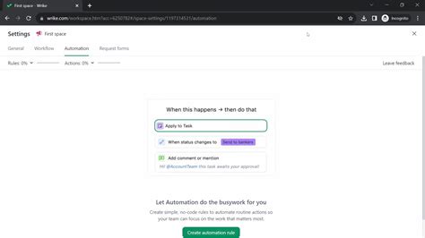 Wrike Creating An Automation Workflow Flow On Web Page Flows
