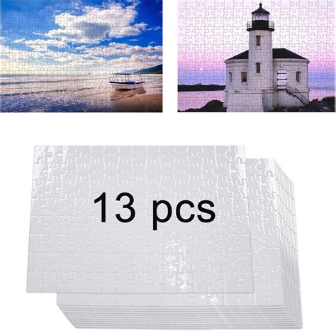 Buy 13 Pcs Sublimation Puzzle Blanks White Jigsaw Puzzle Blank Puzzles