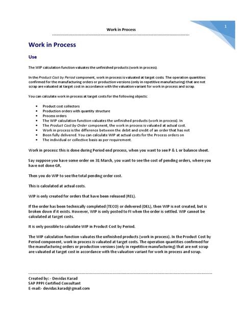 Wip Calculation Pdf Scrap Economics