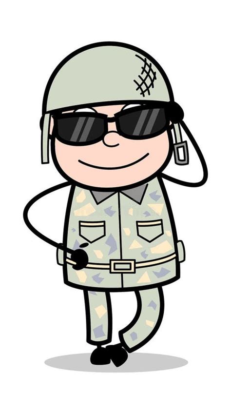 Gafas Frescas Soldado Lindo Vector Illustration De La Historieta Del