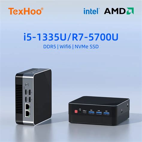 Texhoo 미니 Pc 컴퓨터 게임 Amd Ryzen7 5700u R5 4500u Intel Core I5 1335u Cpu