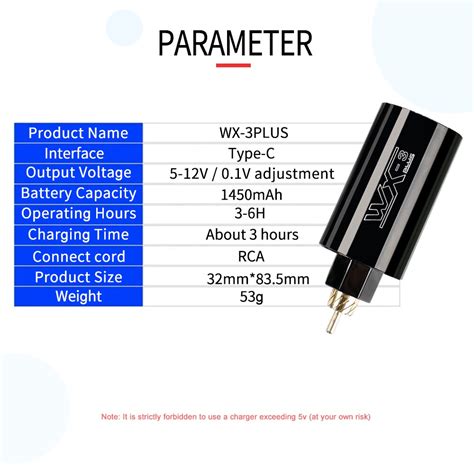 Wx 3 Plus Ring Switch Tattoo Power Supply Set Type C Fast Charging Port