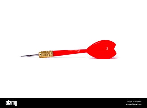 Single Red Plastic Dart Arrow Isolated On White Background Stock