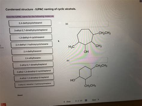 Solved Skeletal Structure Iupac Naming For Acyclic Alcohols