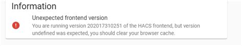 Unexpected Frontend Version · Issue 1420 · Hacsintegration · Github
