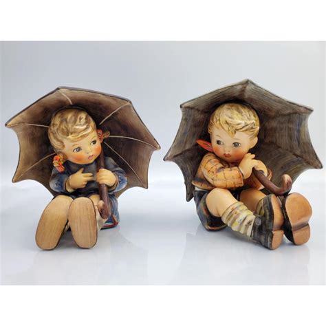 Lot 2 Hummel Porcelain Figures Of Umbrella Boy Girl
