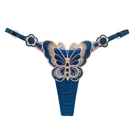 Sexy Women Lingerie Butterfly Embroidery Thongs Underwear Panties G