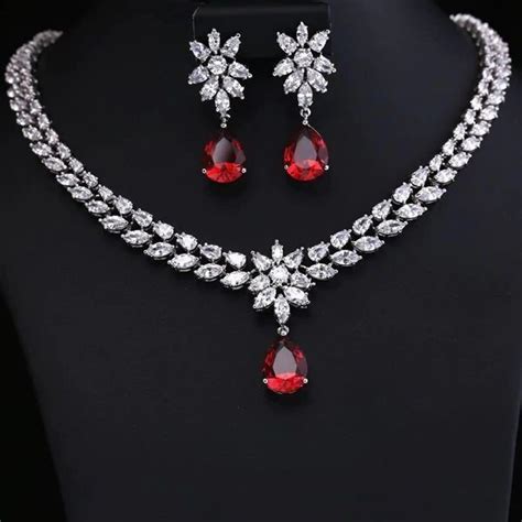 Diamond And Ruby Jewelry Set Schmuck Schmuckset Halsband