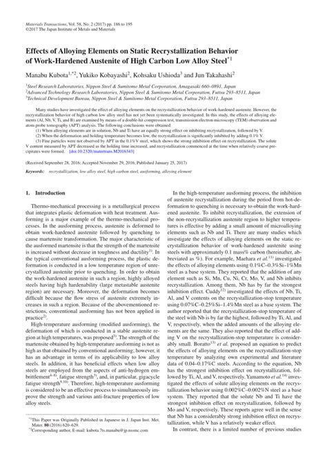 Pdf Effect Of Carbon Content On Static Recrystallization Behavior Of