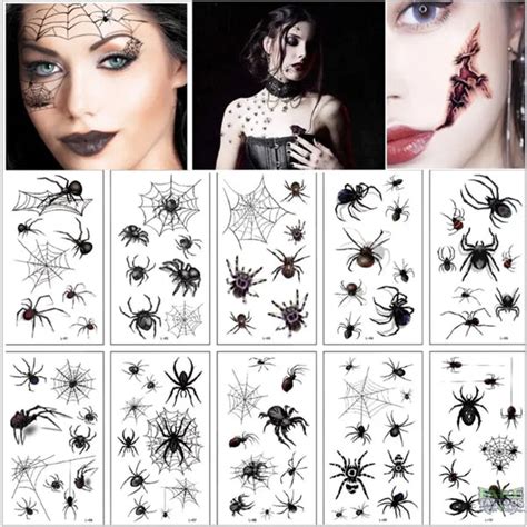10pcs 3d Spider Tatoo Scorpion Temporary Tattoo Stickers Fake Tattoos