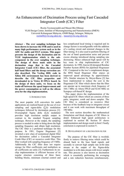 Pdf An Enhancement Of Decimation Process Using Fast Cascaded