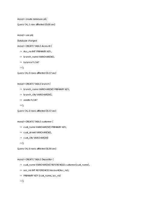 Dbms2 Dbms Mysql Create Database P6 Query Ok 1 Row Affected 0