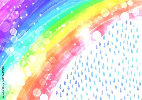 雨と虹 梅雨 6月 水彩 ステンシル 背景素材 アイコン 雨粒 雫 雨の日 Stock イラスト Adobe Stock
