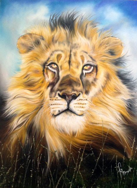 Óleo sobre tela x Leão Lion Animals