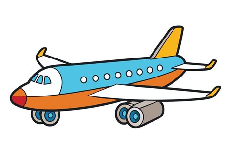 Cartoon Style Airplane Illustration With Colorful Design Smooth Lines