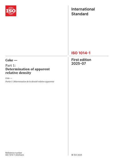 ISO 1014 1 2025 Coke Part 1 Determination Of Apparent Relative Density