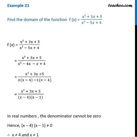 Example 21 Find Domain Of Fx X2 3x 5 X2 5x 4