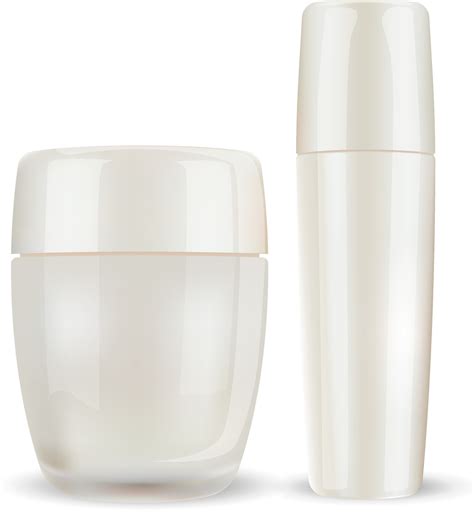 Glass Or Glossy Plastic Cream Gar With Closed Lid And Tonic Bottle Set