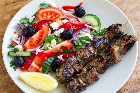 Greek Lamb Souvlaki With Salad