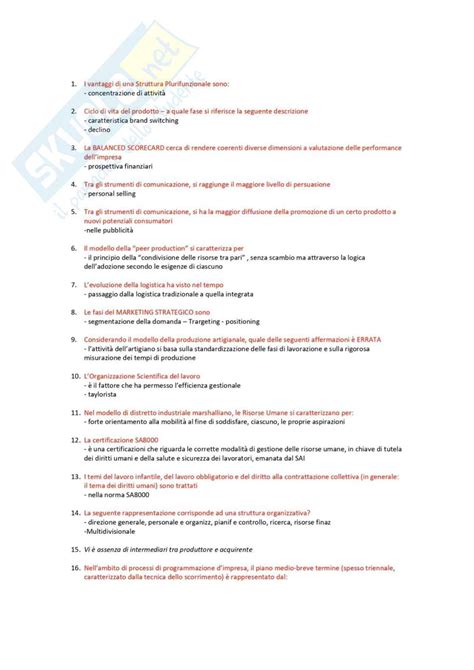 Domande E Risposte Management