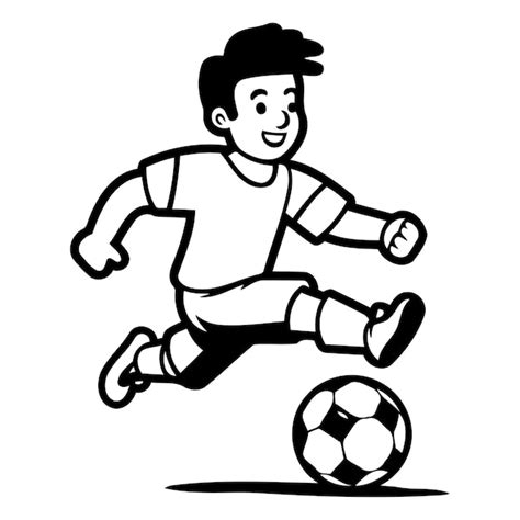 オレンジ色の背景にボールの漫画のベクトルイラストを描いたサッカー選手 Premium Ai生成ベクトル画像