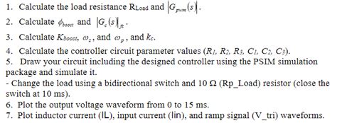Solved Design A Voltage Mode Controller For The Buck