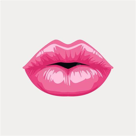 Flat Vector Pink Female Lips Icon Closeup Woman Lips Giving Kisses