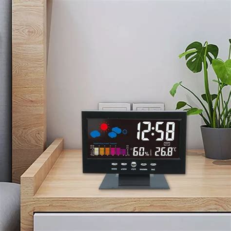 Reloj Con Pantalla A Color De Temperatura Y Humedad C Weathe Color