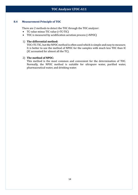 Toc Analyzer Ltoc A11 Operating Manual Labtron