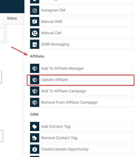 workflow action update affiliate captivation hub