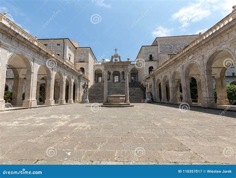 Cistern And Statues Of St Benedict And St Scholastica In The Cloister