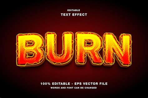 Premium Vector Burn 3d Editable Text Effect