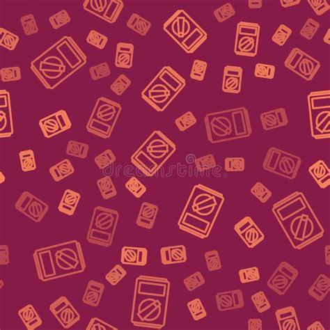 Brown Line Ampere Meter Multimeter Voltmeter Icon Isolated Seamless Pattern On Red Background