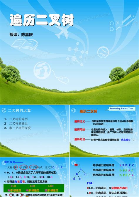 遍历二叉树PPT模板下载 编号qvxzoawz 熊猫办公