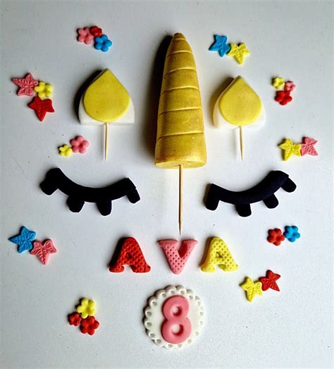 Edible Unicorn Horn Cake Topperfondant Icing Decoration Etsy