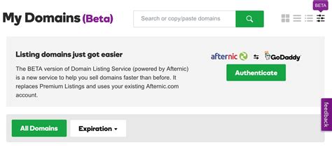 Godaddy And Afternic Integrate With Beta Advanced List View
