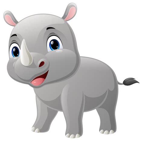 Rinoceronte Bebê Fofo Posando Vetor Premium