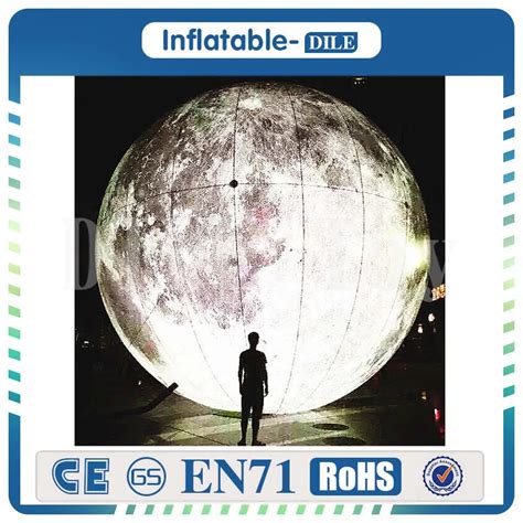 On 25m Giant Inflatable Moon Balloon Durable Pvc Ideal For Night