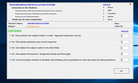 Teachers Behavior Evaluation System In Vbnet Integrated With Bunifu