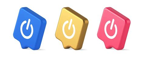 Shutdown Turn On Off Button Energy Switch Power Start Stop Web App Design 3d Realistic Speech