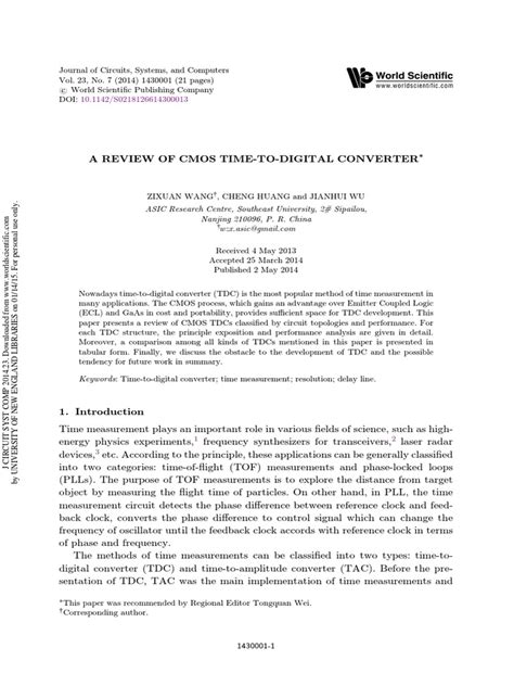 A Review Of Cmos Time To Digital Converter Pdf