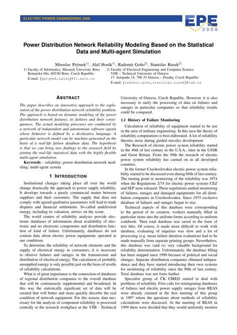 Pdf Power Distribution Network Reliability Modeling Based On The