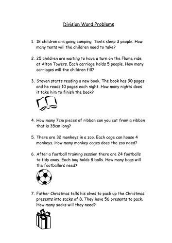 Multiple Choice Division Story Problems