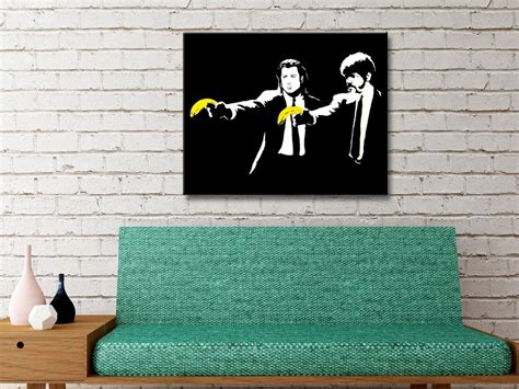 Banksy Pulp Fiction Print On Canvas Blue Horizon Prints Australia