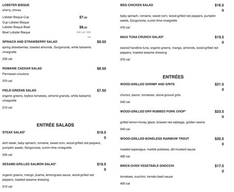Seasons 52 Schaumburg Il Menu Restaurant Menu Price