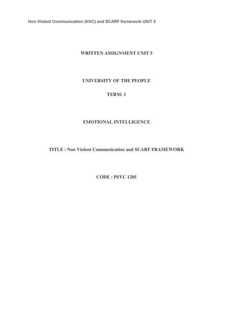 UNIT 5 PSYC 1205 Written Assignment WRITTEN ASSIGNMENT UNIT 5 UNIVERSITY OF THE PEOPLE TERM 1