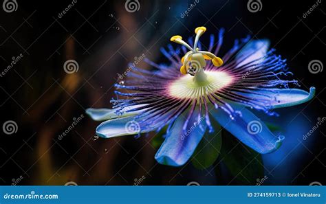 Blue Passion Flower Passiflora Caerulea Big Beautiful Flower Stock Illustration Illustration