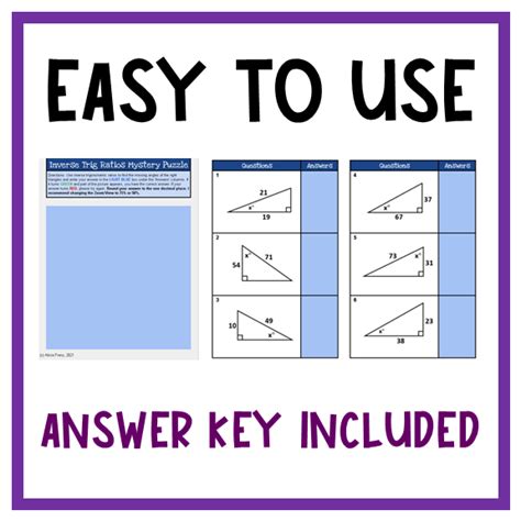 Right Triangle Trigonometry Activity Finding Angle Measures Digital Pixel Art Mystery Puzzle