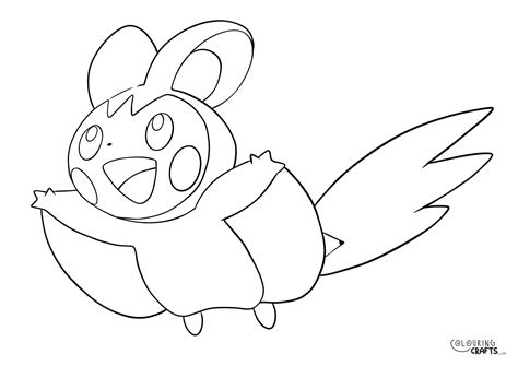 Emolga Pokemon Colouring Page Colouring Crafts